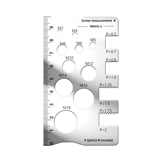 BIBABLYKE Steel Thread Gauge Ruler Nut Thread Checker Screw Locators ...
