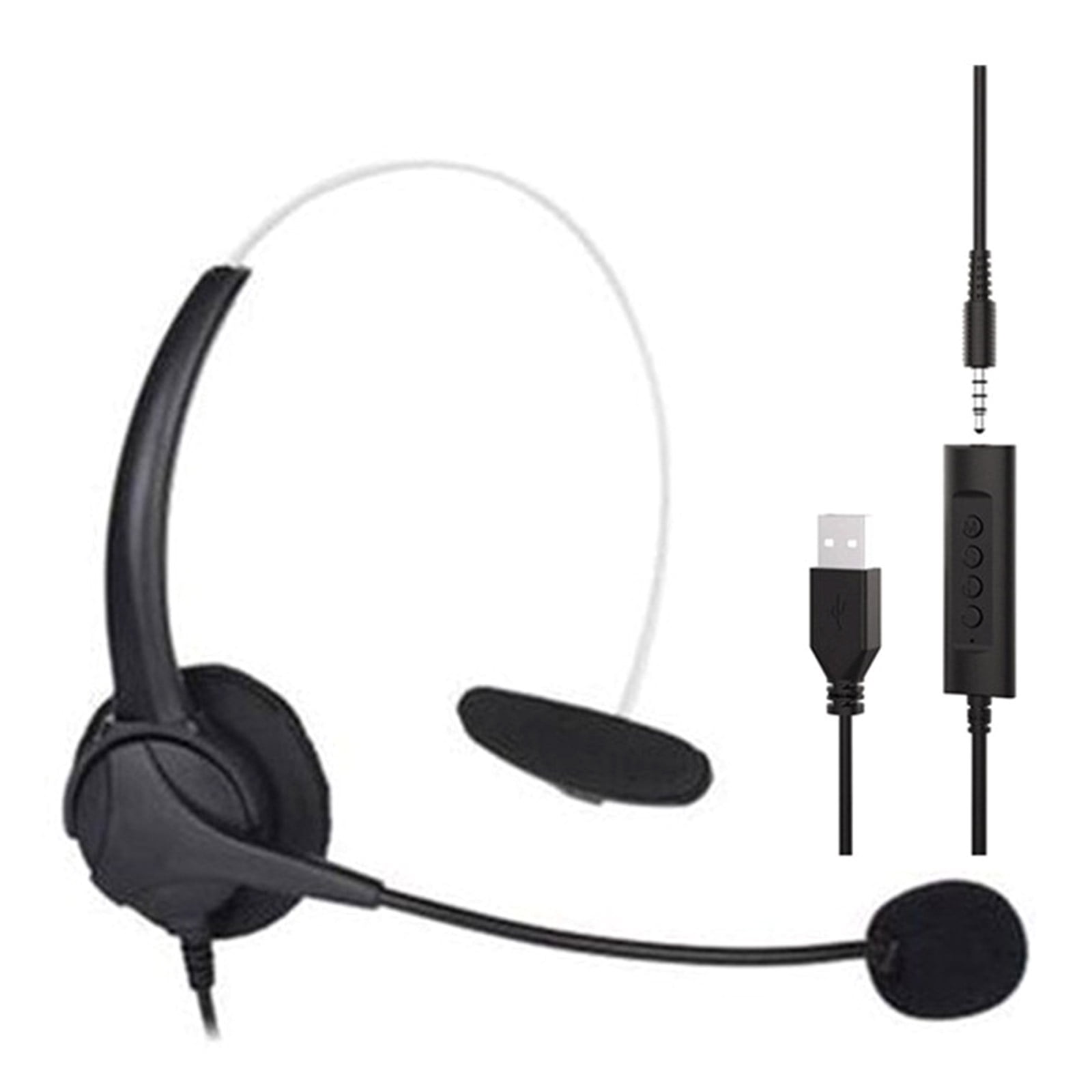 BIBABLYKE USB 3.5mm Telephone Headset Microphone Noise Cancelling ...