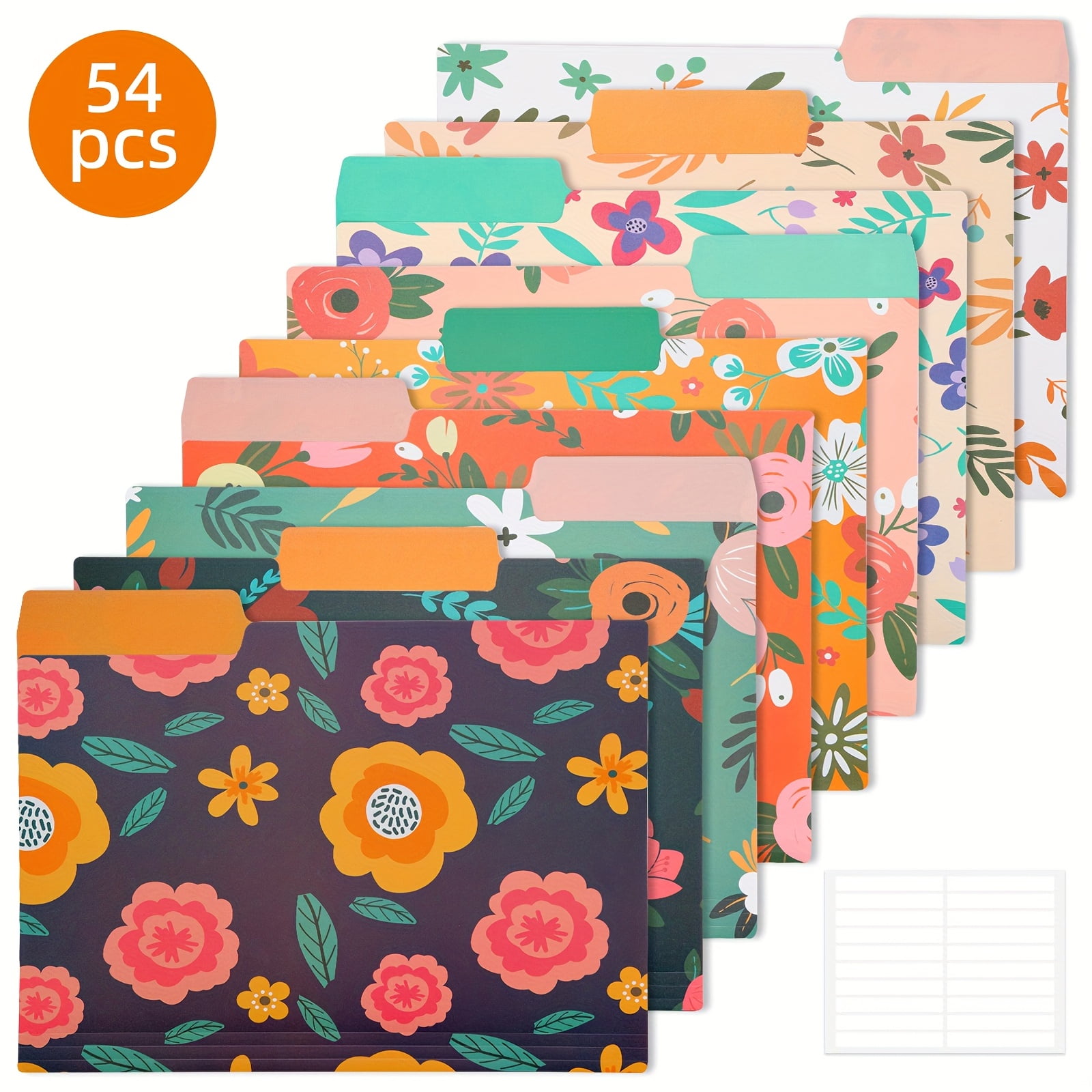 BIBEAR 27/54 Pack Heavy-Duty Plastic Manila Folders, 1/3 Cut 9-Color ...