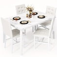 BIBEAR 5pcs 4-Seat Dining Table Set - Faux Marble Table & 4 Metal Leg ...