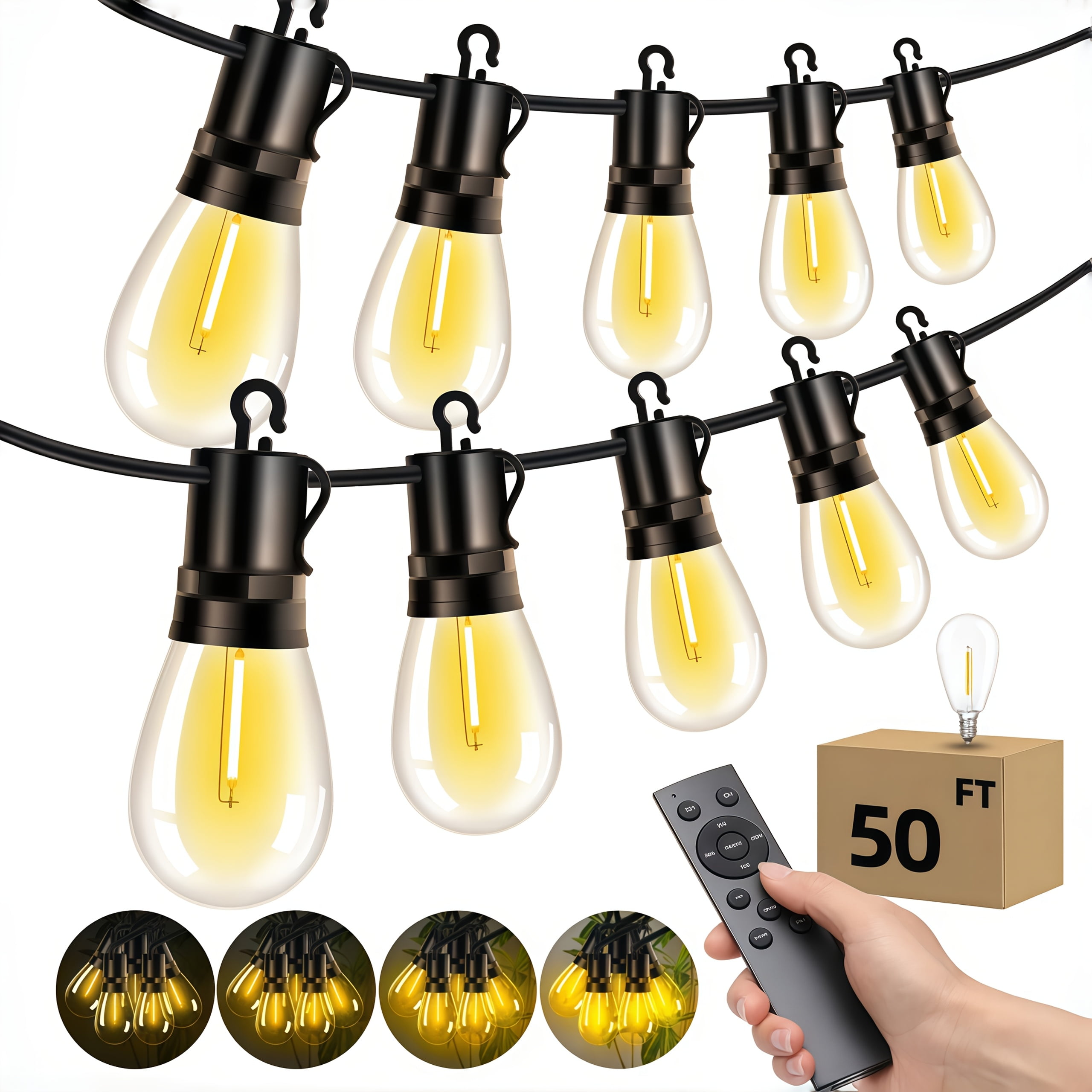 BIBEAR Commercial Grade Outdoor LED String Lights 50/100/150/200FT ...
