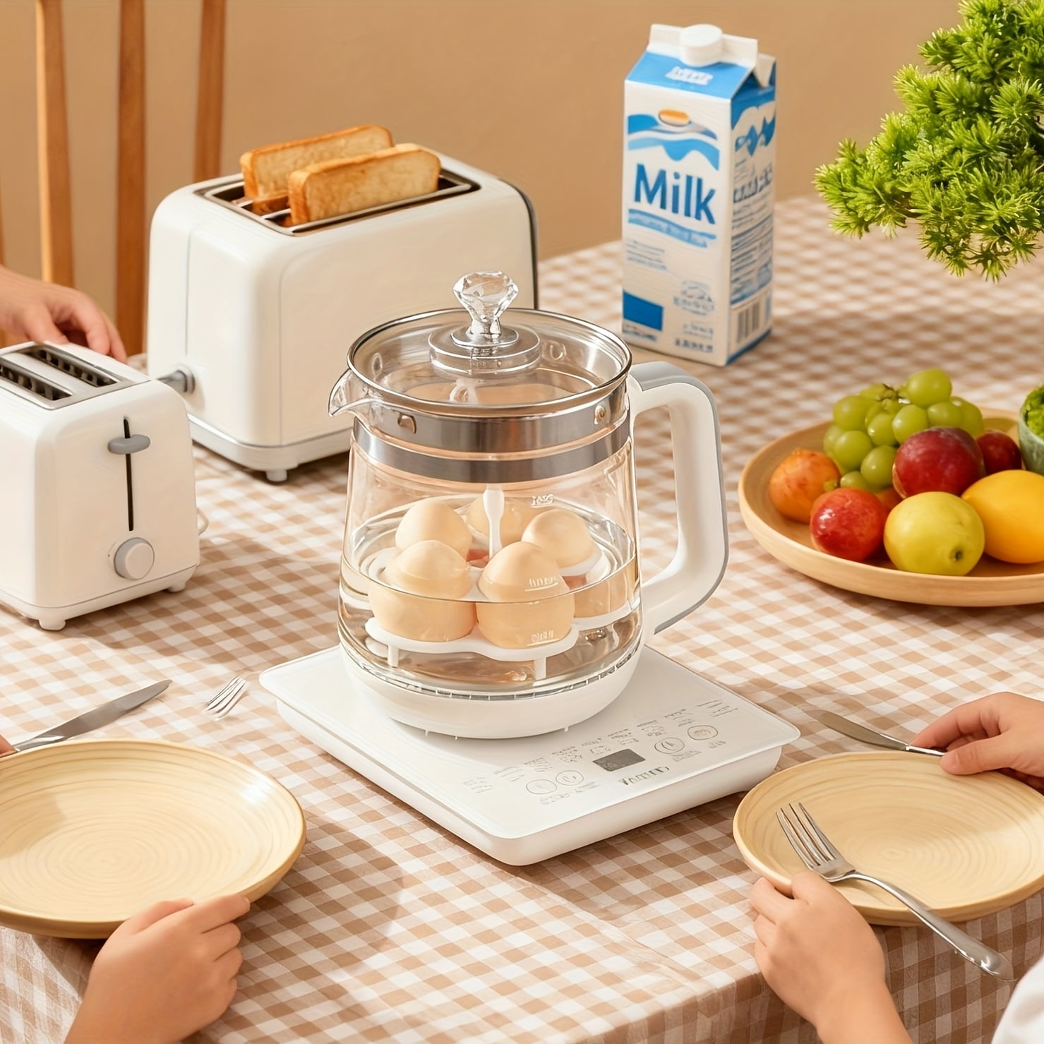 BIBEAR Electric Kettle 1.8L (60.87oz) - 800W Thickened Glass, 18 Smart ...