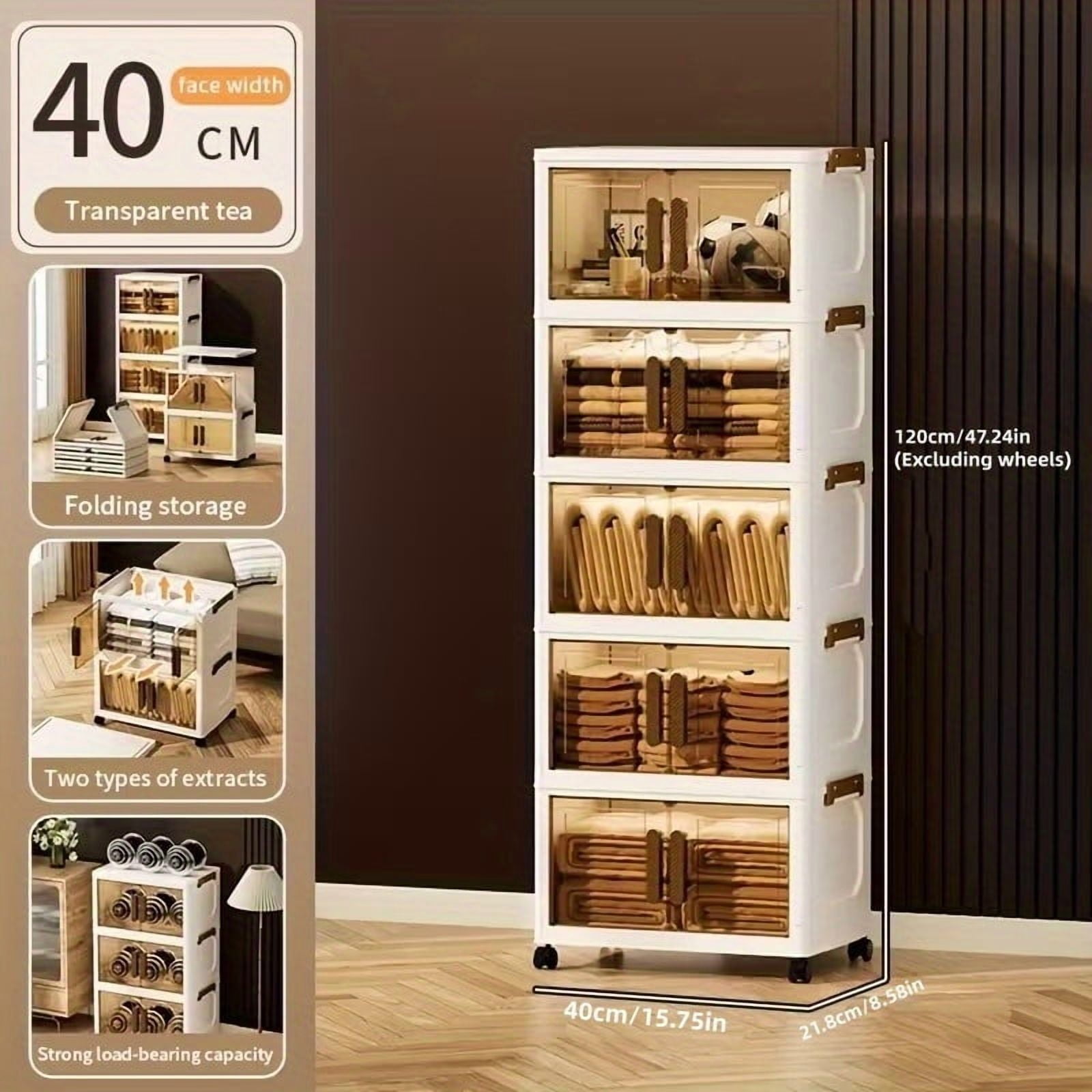 BIBEARBIBEAR 4/5 Layer Foldable Storage Unit Stackable Plastic Bins ...