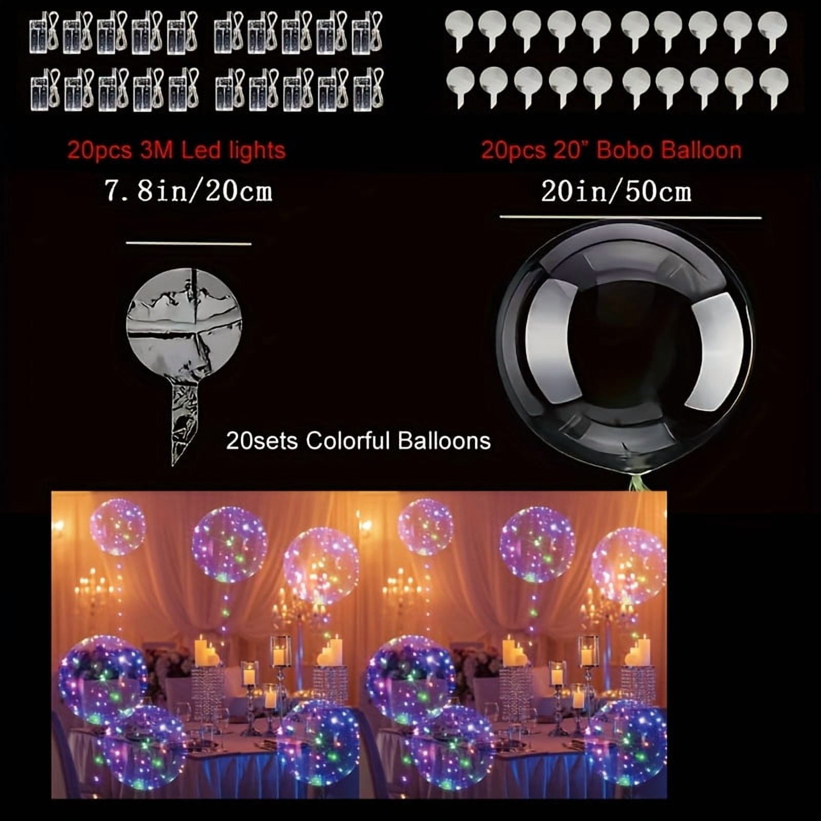 BIBEARBIBEAR 40 Sets LED Light Up Balloons Kit 20 Bubble Balloons + 20 ...