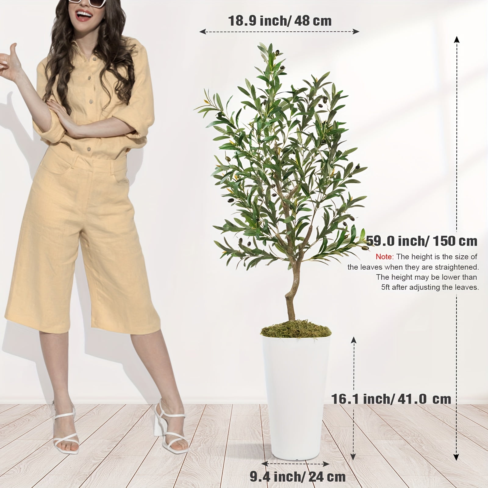 BIBEARBIBEAR 5-8FT Artificial Olive Tree, Large Faux Silk Plant with ...