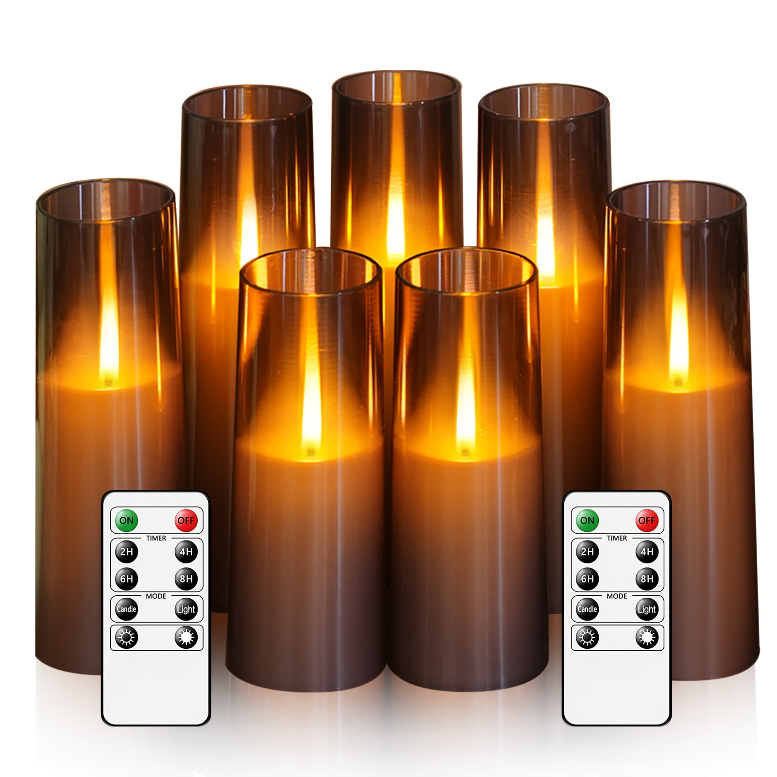 BIBEARBIBEAR 7pcs Flickering Flameless Candles Set - Battery-Powered ...