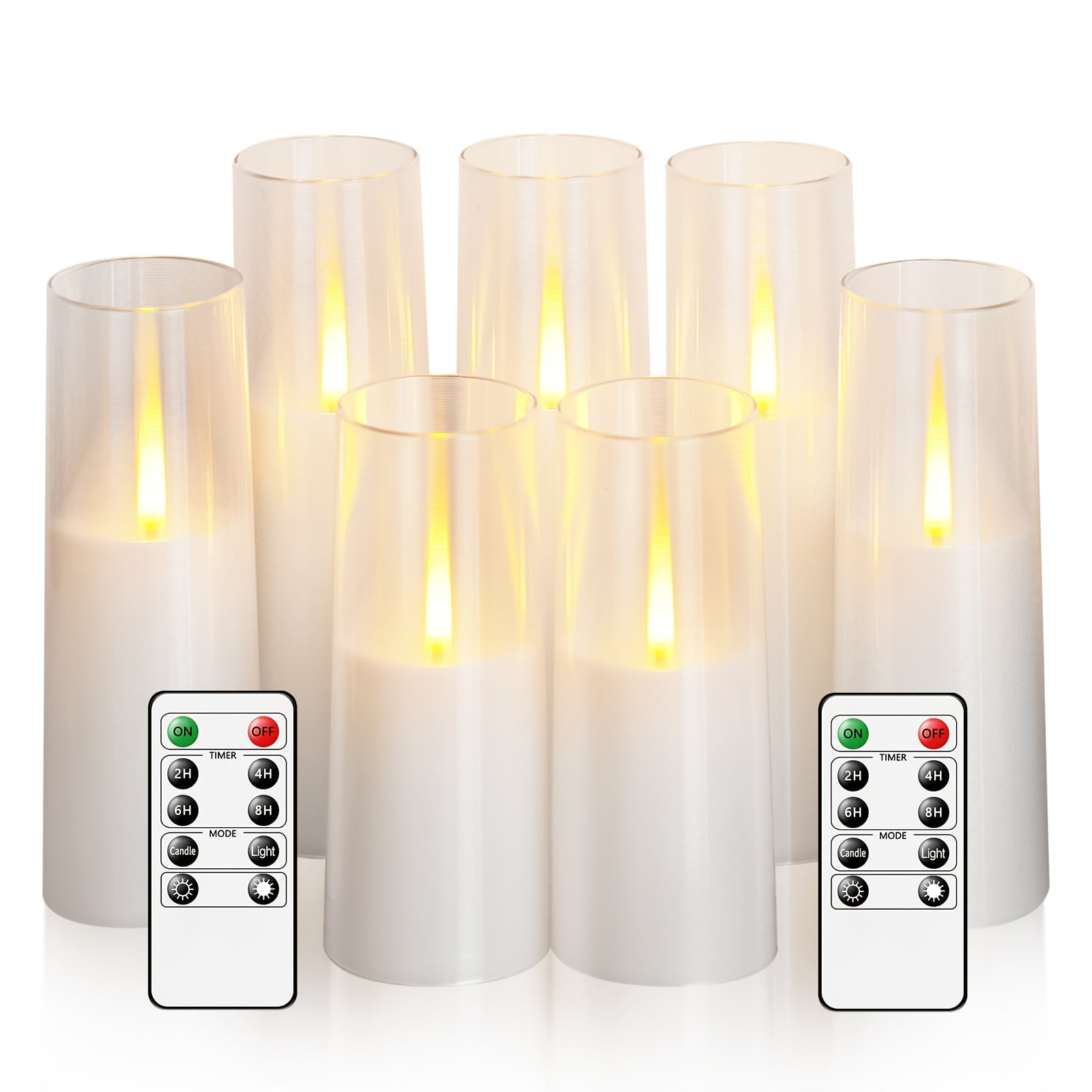 BIBEARBIBEAR 7pcs Flickering Flameless Candles Set - Battery-Powered ...