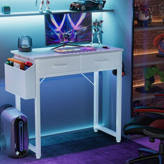 BIBEARBIBEAR Computer Desk with Drawers, Small Home Office Bedroom ...