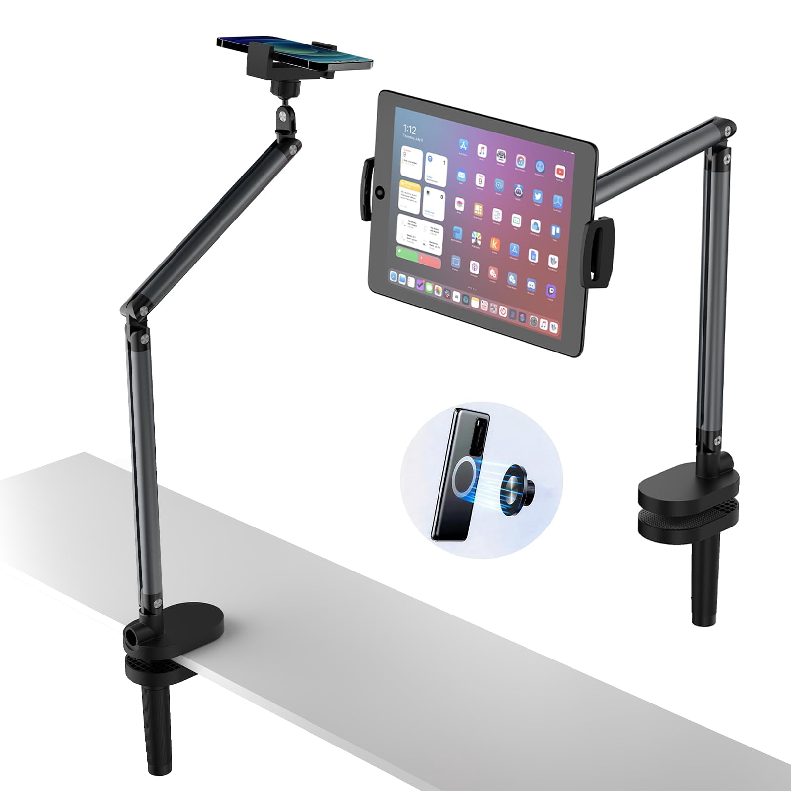 BIBRADAA Phone Stand for Desk,Phone Holder for Bed,Three Long Arm Cell ...