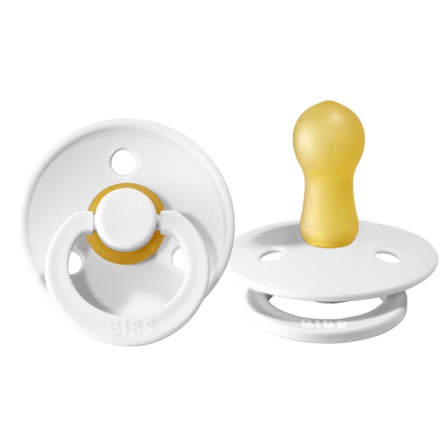 BIBS Colour Latex Infant Pacifier Size 1, 0-6 Months, White/White, 2 ...