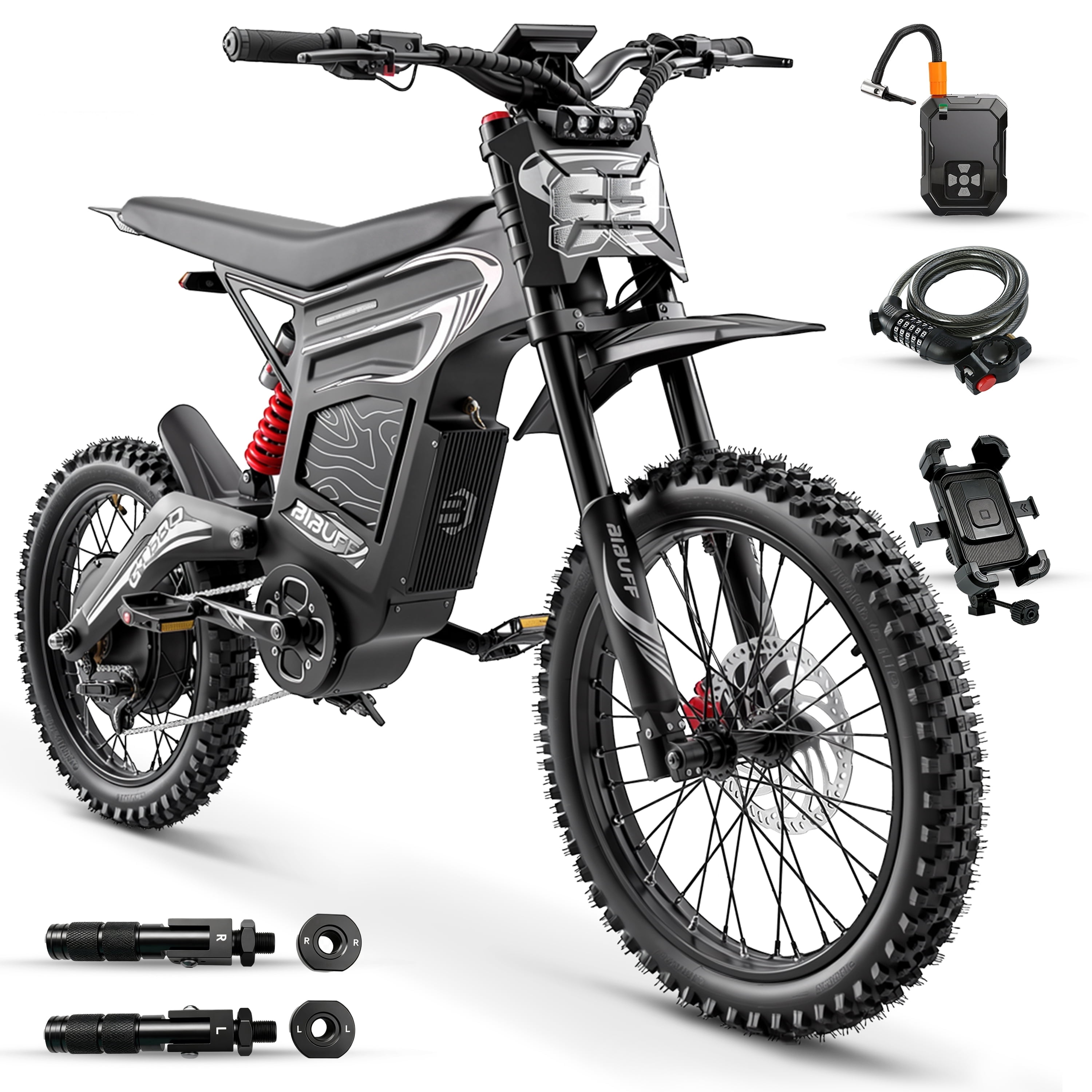 BIBUFF GT600 Electric Dirt Bike for Adults, 7500W Peak Motor 55MPH, 72V ...