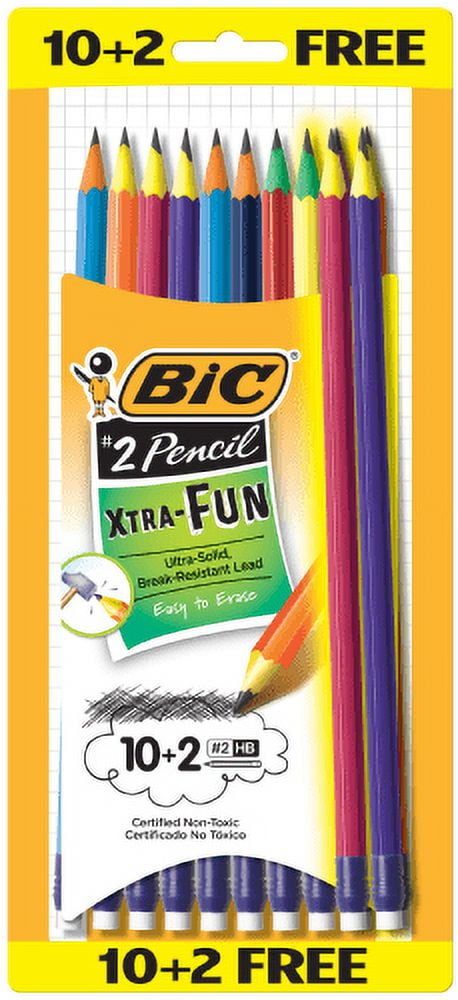 BIC #2 Pencil Xtra Fun, Black, 10 Pack + 2 Bonus Pencils - Walmart.com