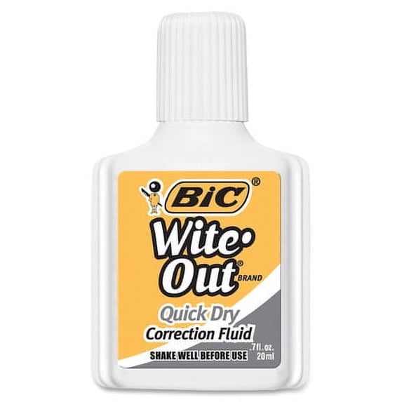 BIC-2PK Wite-Out Quick Dry Correction Fluid, 20 Ml Bottle, White, 3 ...