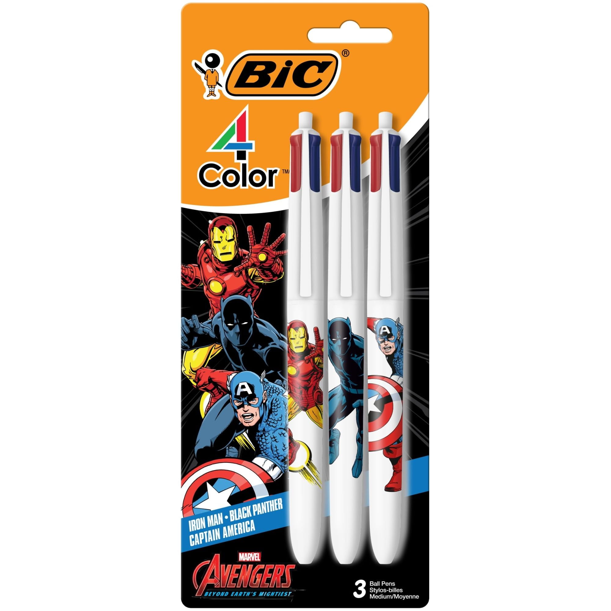 BIC 4-Color Marvel's Avengers Edition Retractable Ball Pens, Pack Of 3 ...