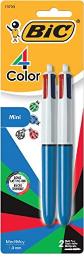 BIC 4-Color Retractable Mini Ball Pens, 1.0 mm Medium, Assorted Inks ...