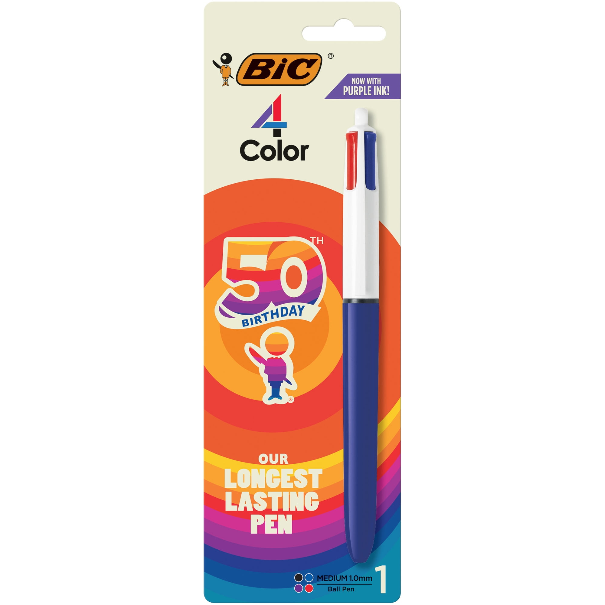 BIC 4-Color Retractable Ball Pen - 50th Birthday Edition, Assorted ...