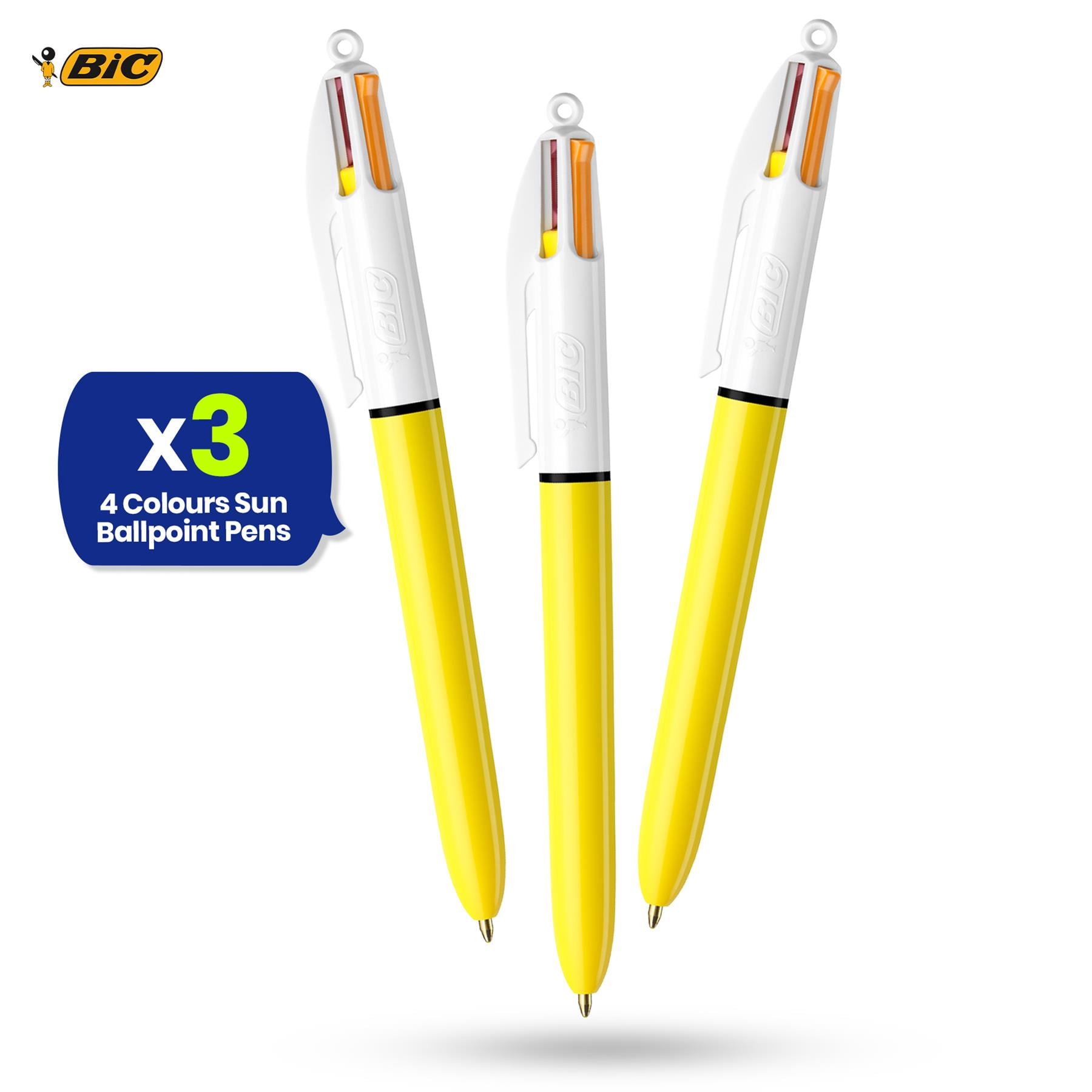 BIC 4-Colour Sun Pens Pack of 3 Medium Points for Office & Home ...