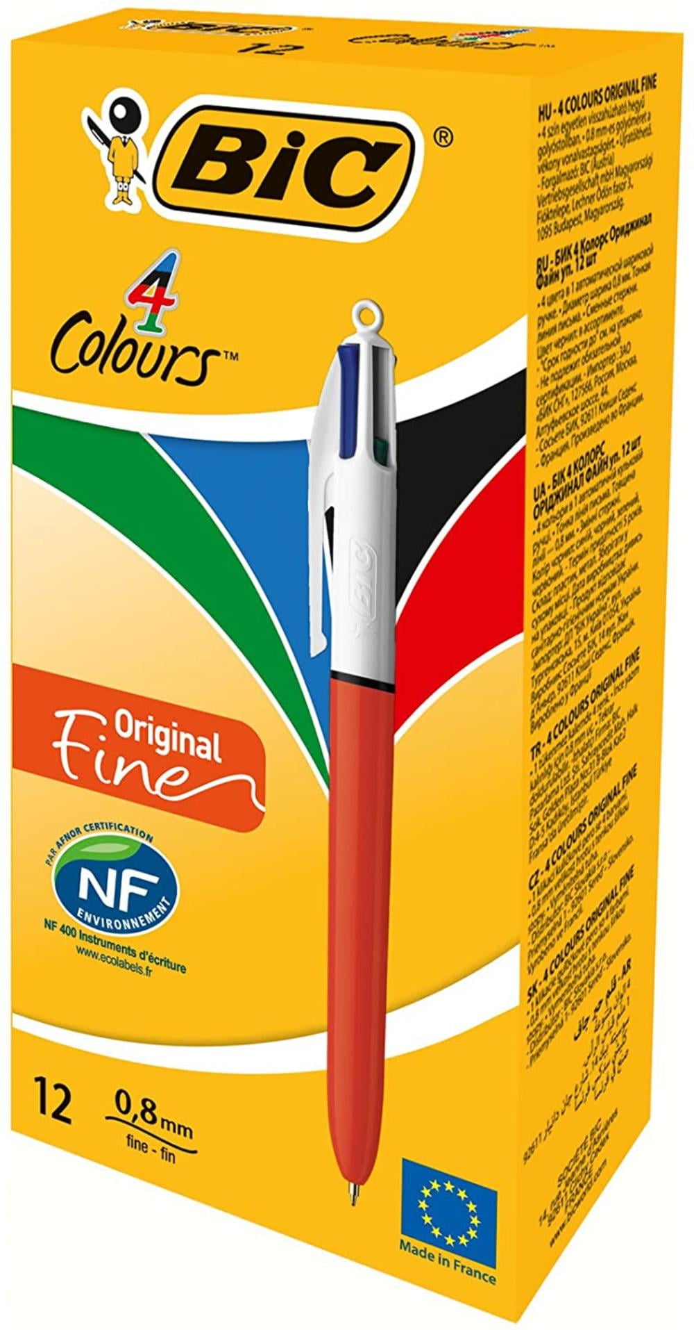 BIC 4 Colours Original Fine Ballpoint Pens, 0.8 mm, Box of 12 - Walmart.com