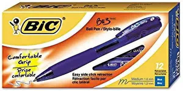 BIC America BU311BE BU3 Retractable Ballpoint Pen, 1.0 mm, Blue ...