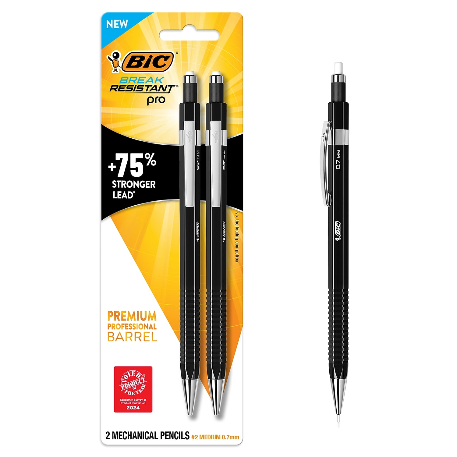 Bic Corporation MVR7P2BLK Break Resistant Pro Mechanical Pencils, 0.7 ...