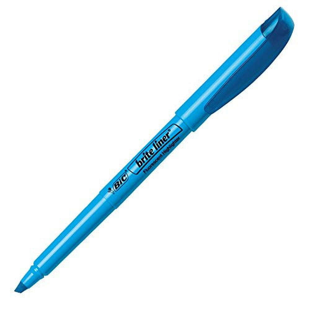 BIC Brite Liner Highlighter, Chisel Tip, Fluorescent Blue Ink, 12 per ...