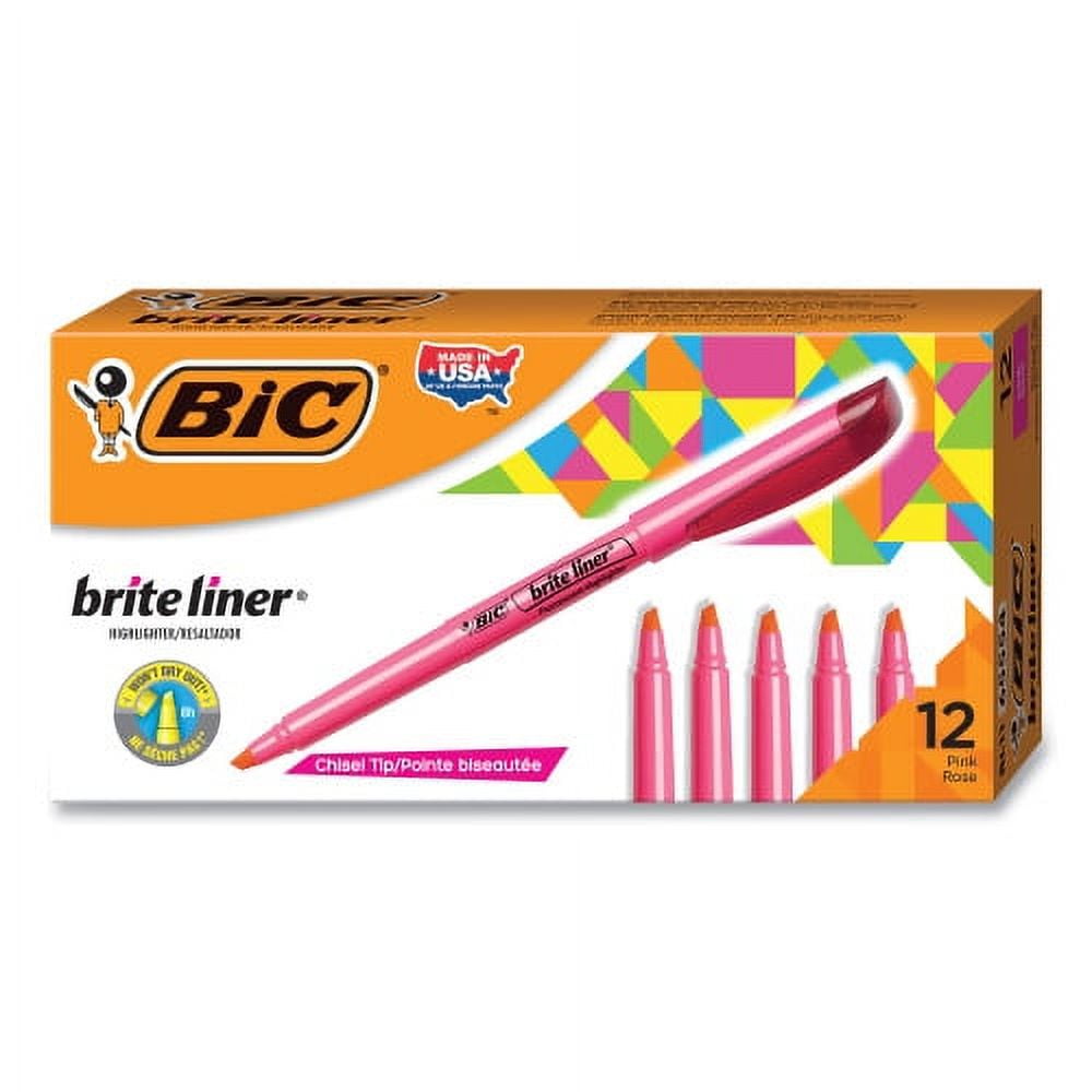 BIC Brite Liner Highlighter, Fluorescent Pink Ink, Chisel Tip, Pink ...
