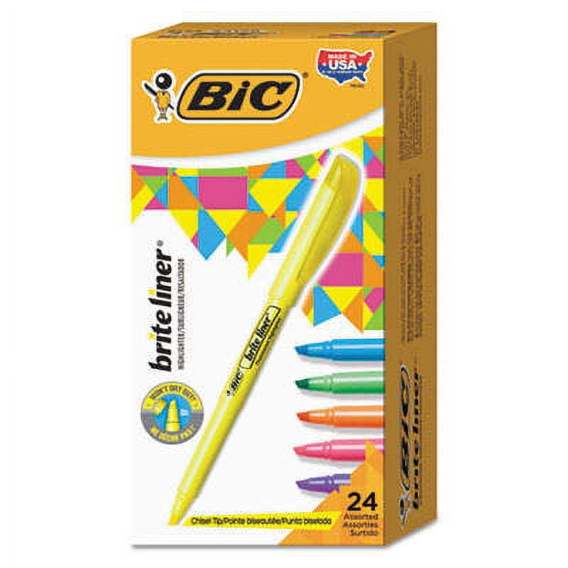 BIC Brite Liner Highlighter Value Pack, Assorted Ink Colors, Chisel Tip ...