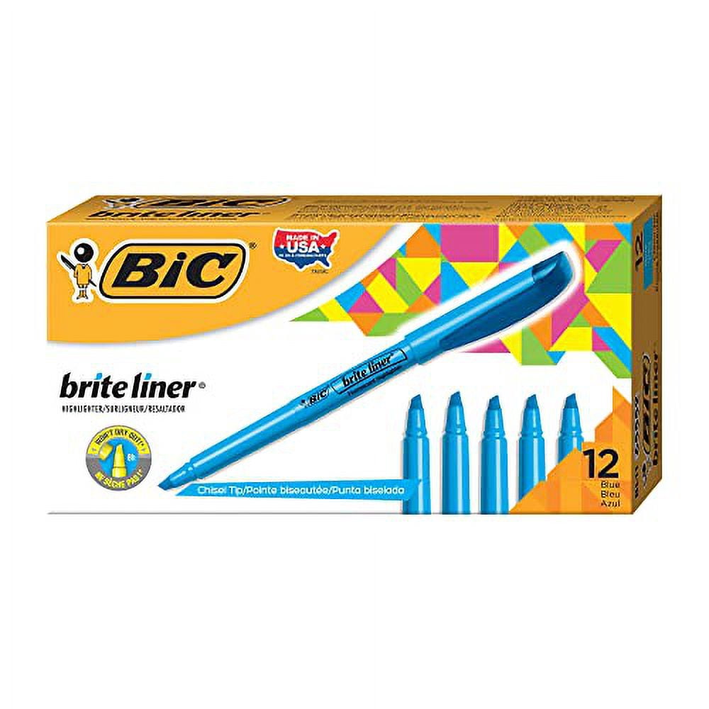 BIC® Brite Liner® Highlighters, Blue, Box Of 12 - Walmart.com