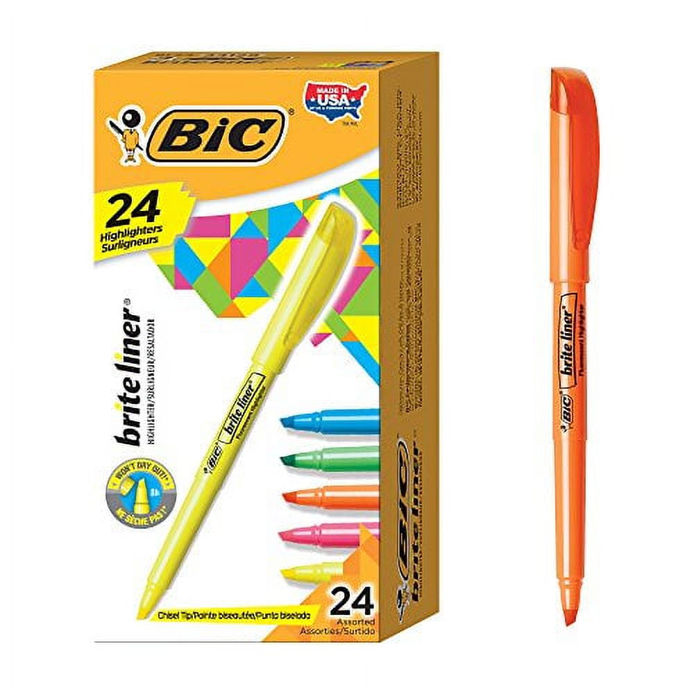 BIC Brite Liner Highlighters Markers, Chisel Tip Super Bright ...