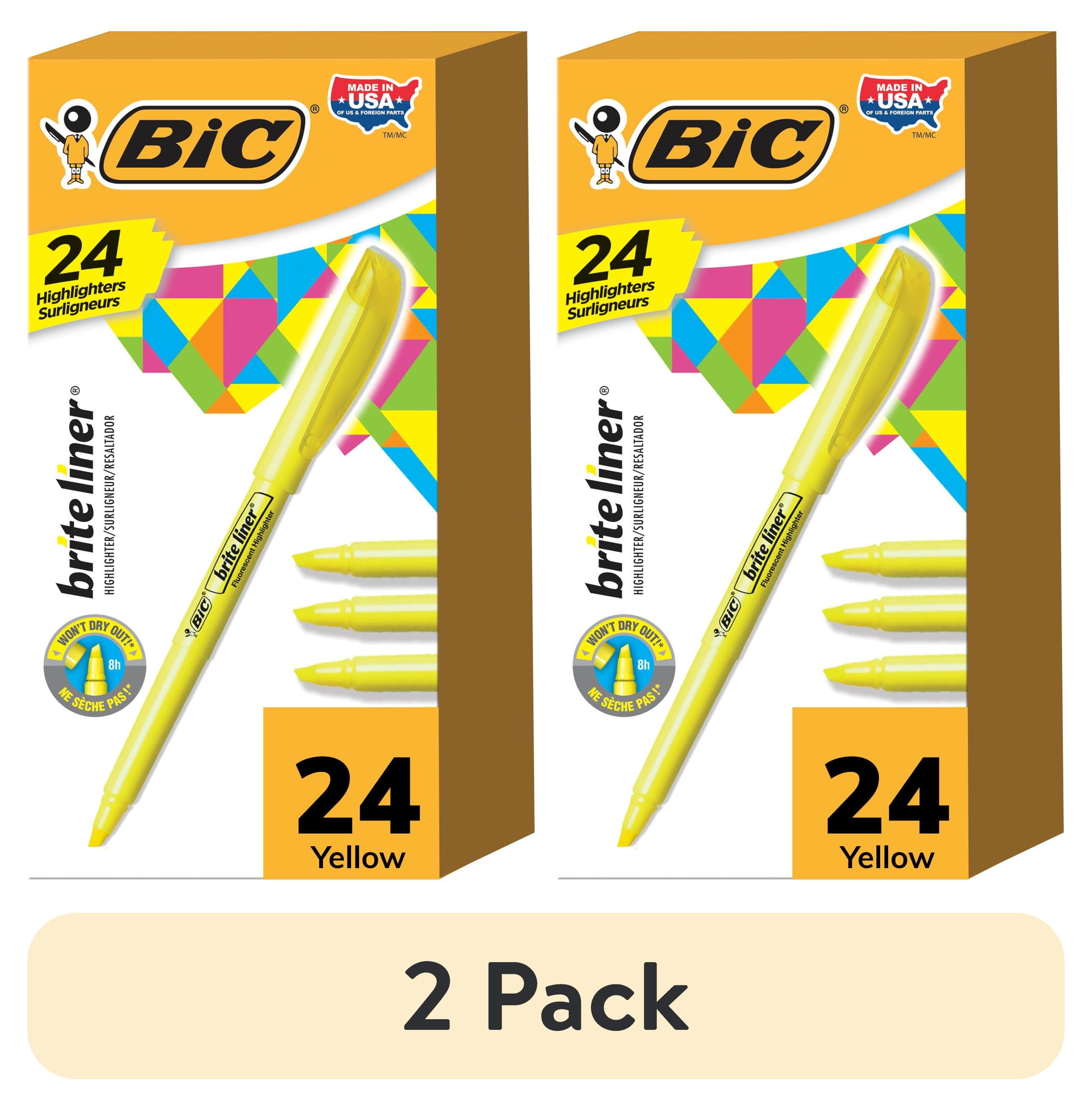 (2 pack) BIC Brite Liner Yellow Highlighter, Chisel Tip, Fluorescent ...