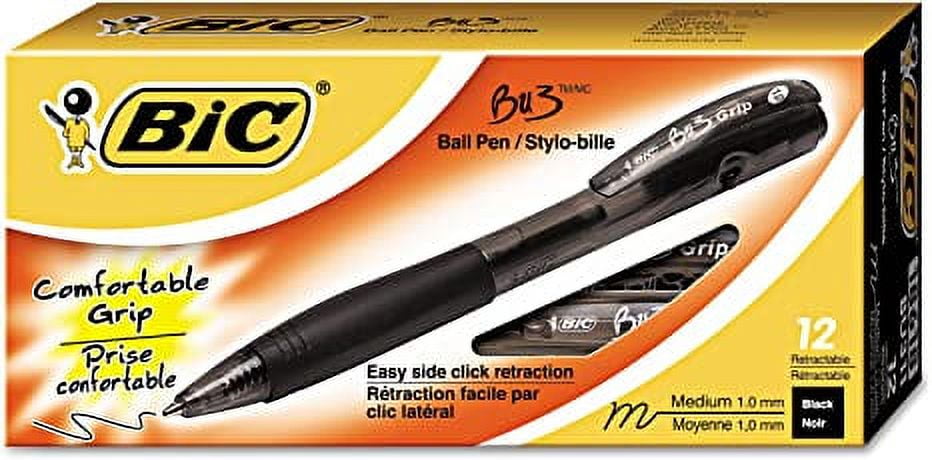 BIC Bu311bk Bu3 Retractable Ballpoint Pen, Bold, 1.0Mm, Black, Dozen ...