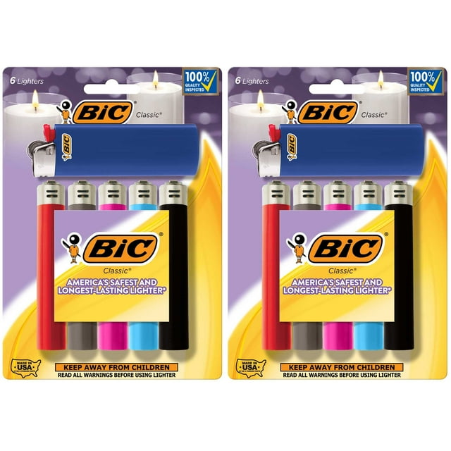 BIC Classic Lighter, Assorted Colors, 12-Pack (Packaging May Vary ...
