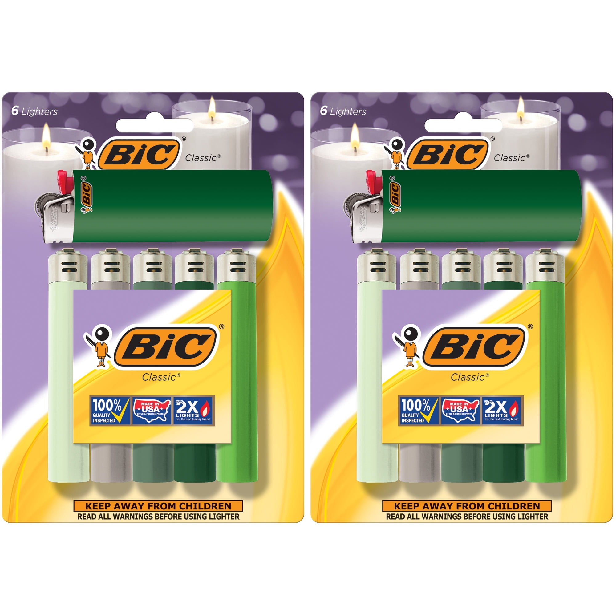 BIC Classic Multipack Lighter, 12-Pack, Shades of Green (packaging may ...