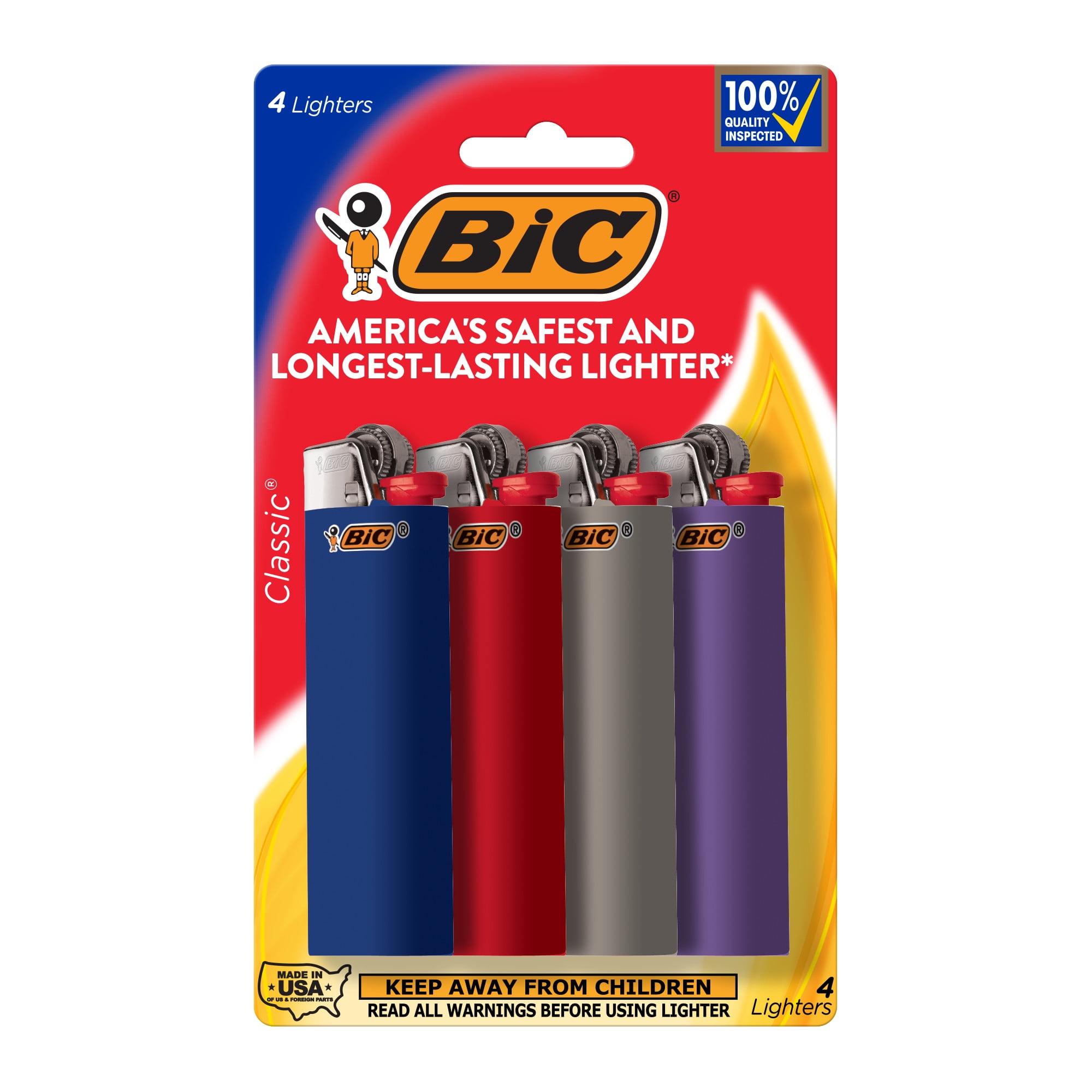 BIC Classic Pocket Lighter, Multi-color, (4 Pack) - Walmart.com