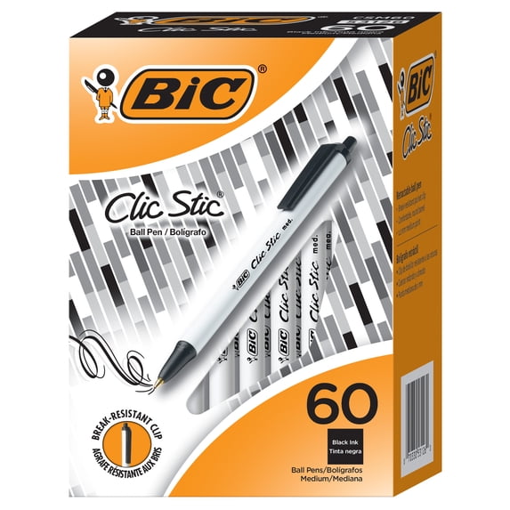 BIC, Retractable Ball Pen, 60 Count, Medium Point, Black - Walmart.com