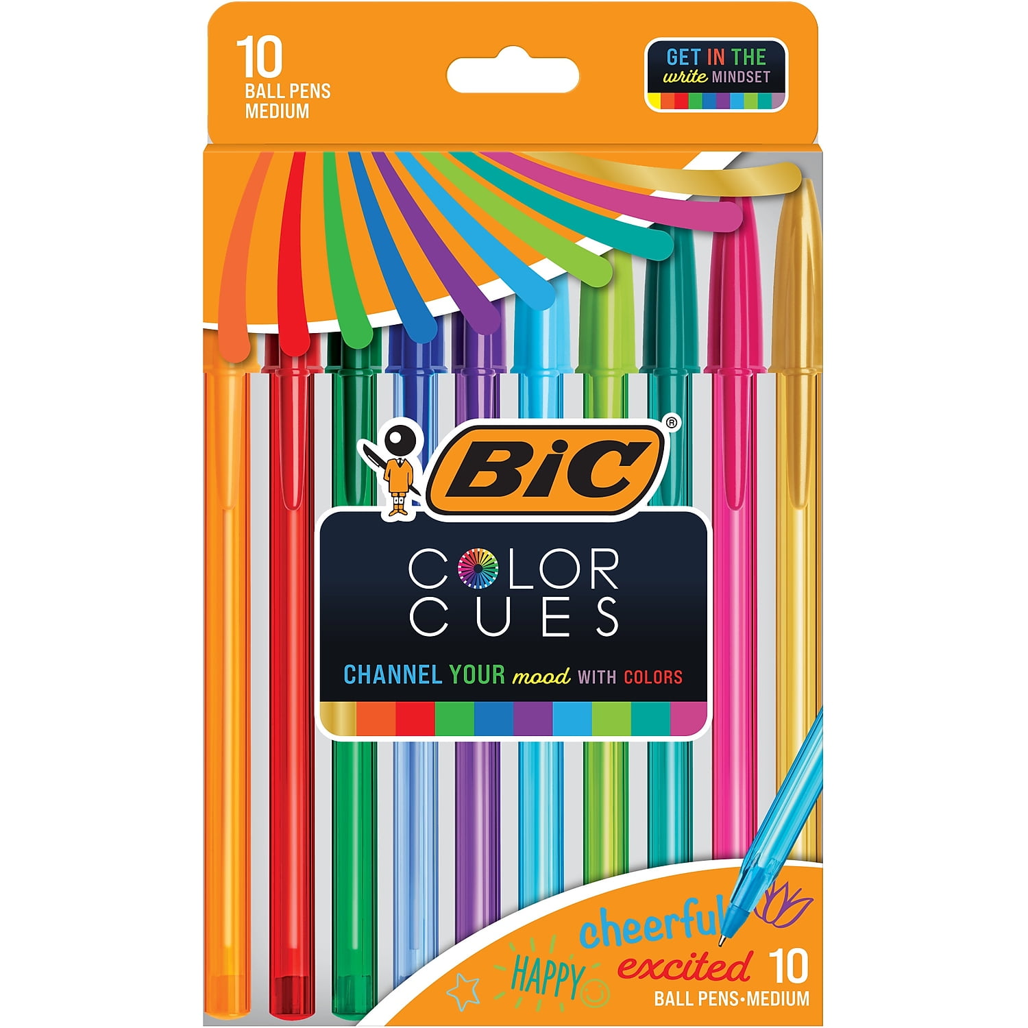 BIC Color Cues Cristal Xtra Smooth Ballpoint Pens Medium Point 1.22mm ...