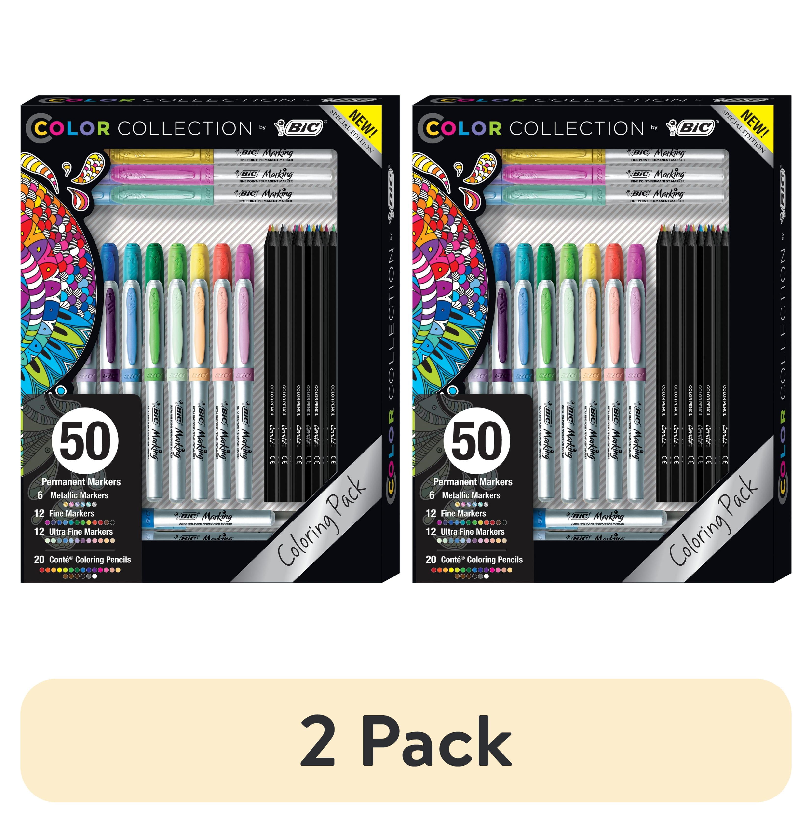 (2 pack) BIC Coloring Gift Pack, Permanent Markers and Coloring Pencils ...