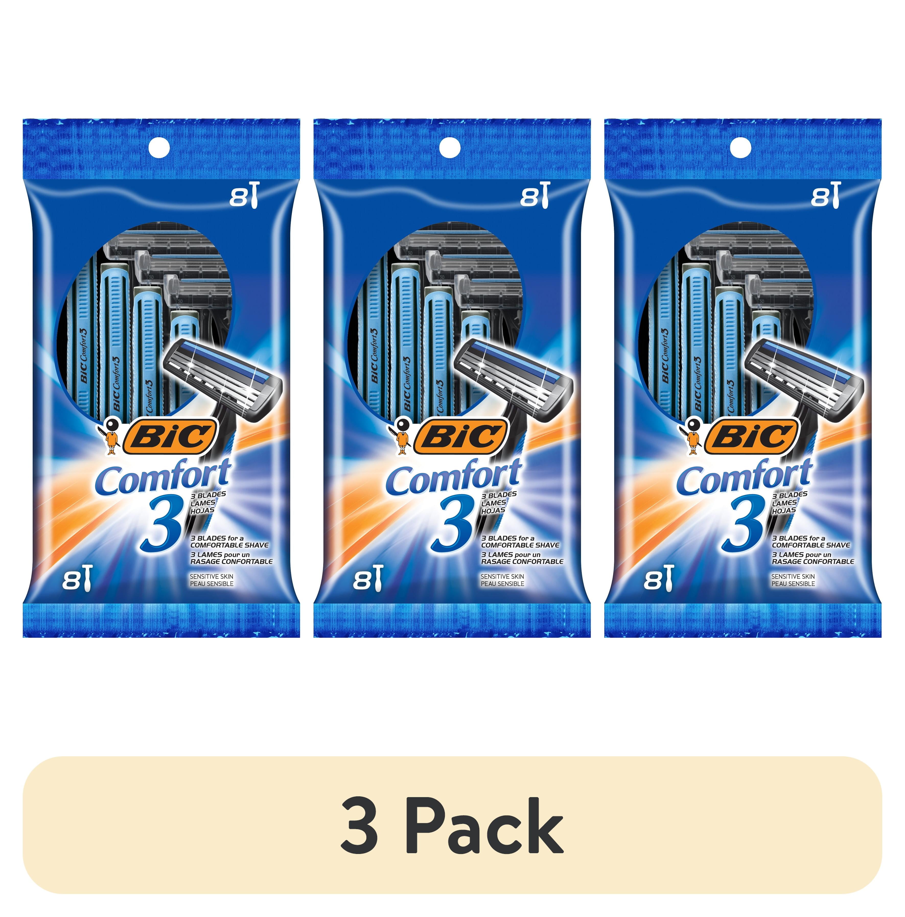 (3 pack) BIC Comfort 3 Disposable Men's Razor, 3 Blade Razor for a ...