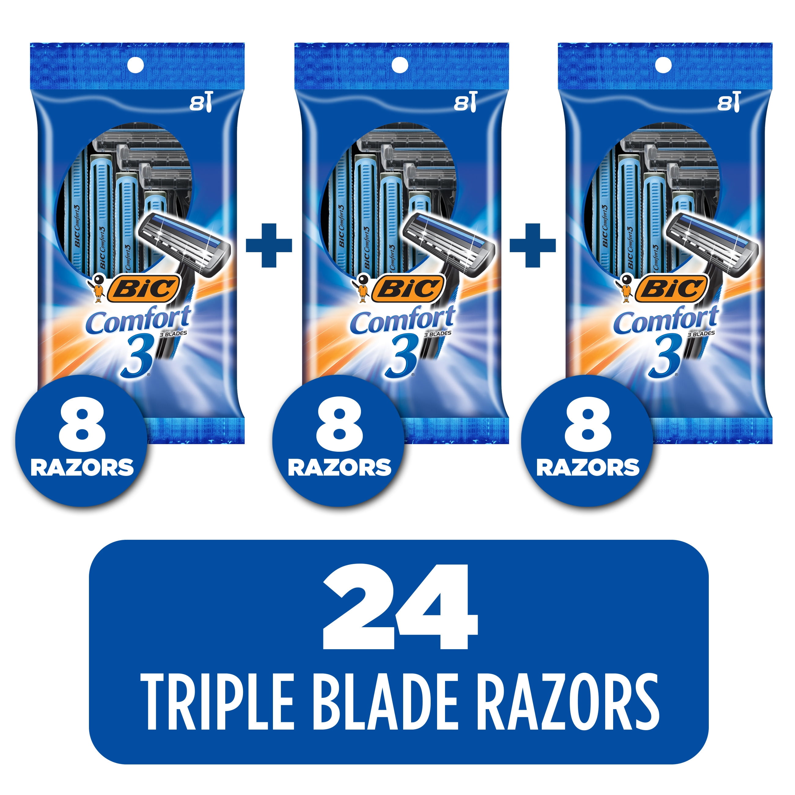 BIC Comfort 3 Disposable Razors, Men's, 24 Count - Walmart.com