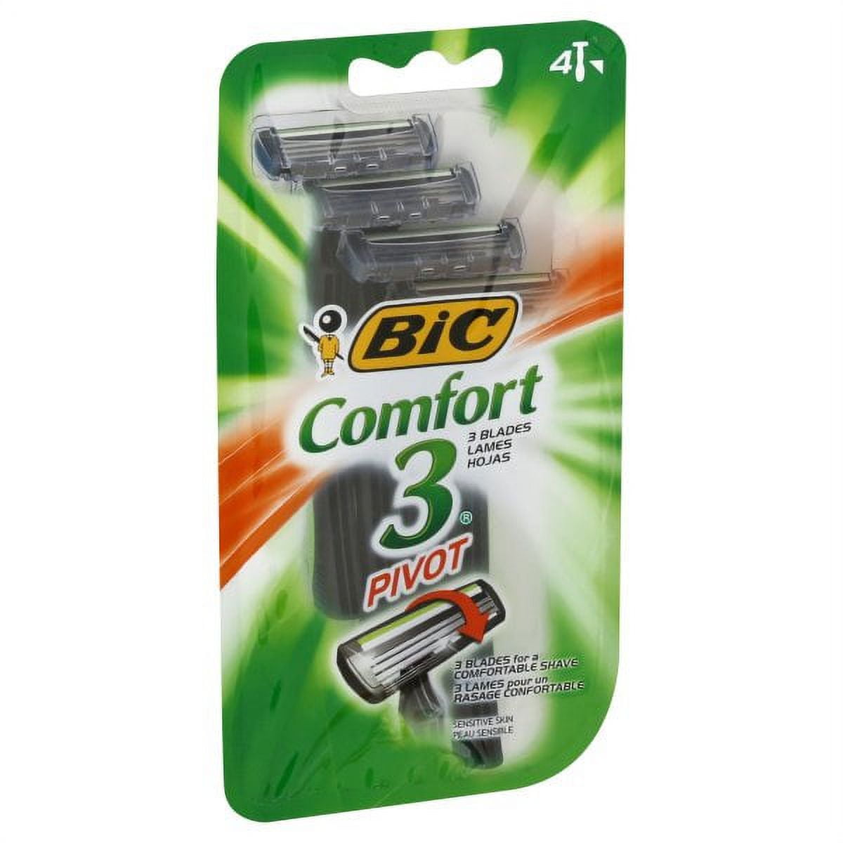 BIC Comfort 3 Pivot Men's Disposable Razor, Triple Blade Shaving Head ...