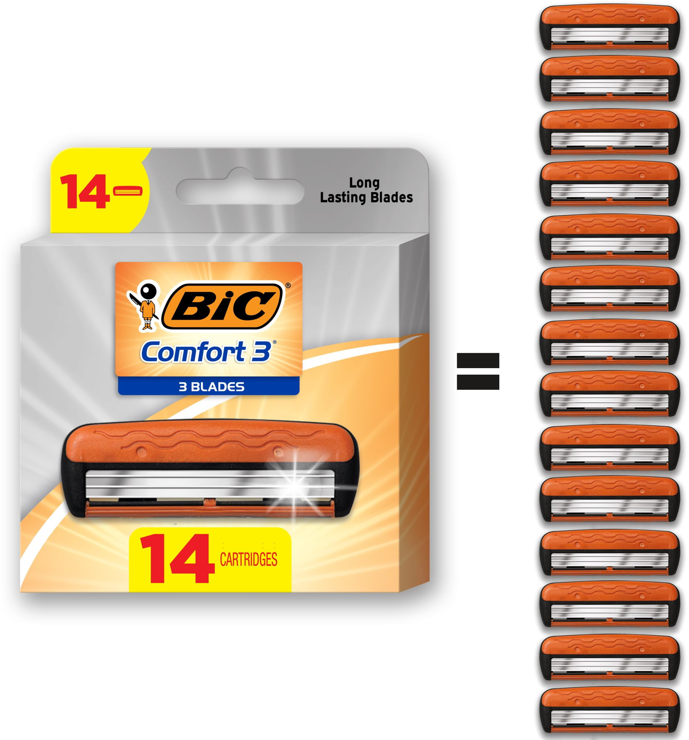 BIC Comfort 3 Refillable Refill Razor Cartridges, Three-Blade ...
