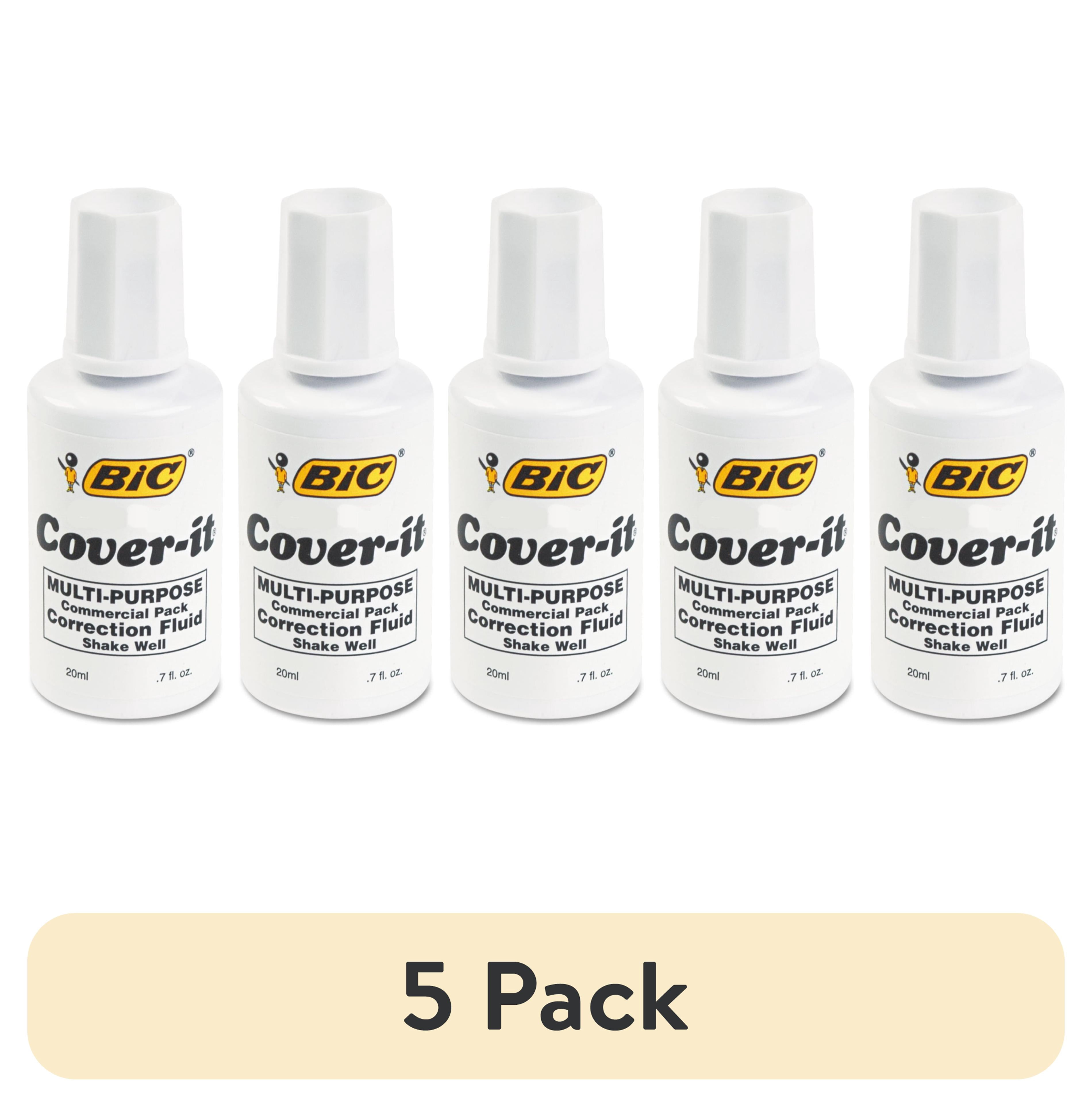(5 pack) BIC Cover-it Multi-Purpose Correction Fluid, 20 ml - Walmart.com