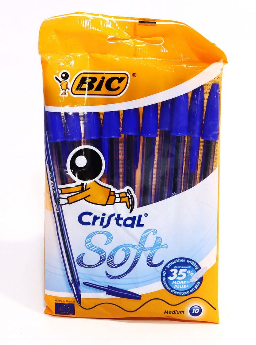 BIC Cristal Soft Ball Pens - Pack of 10 - Blue Colour - Medium Point (1 ...