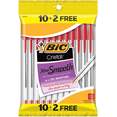 BIC Cristal Xtra Smooth Medium Point Ball Pen with Glide Ink and Clear Barrel, Red, 12 Pack ...