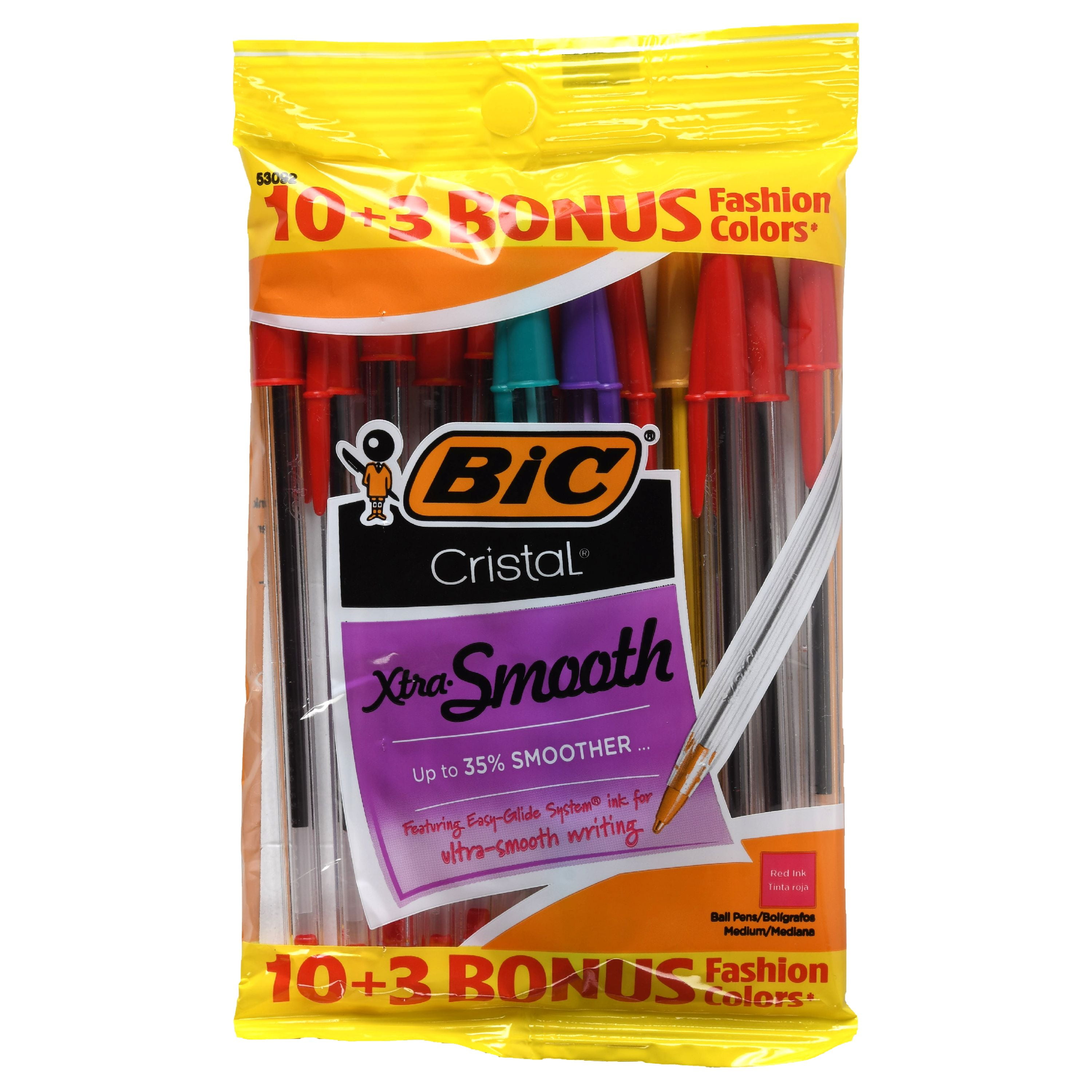 BIC Cristal Xtra Smooth Ball Point Pens, Assorted Fashion Colors, 10 ...