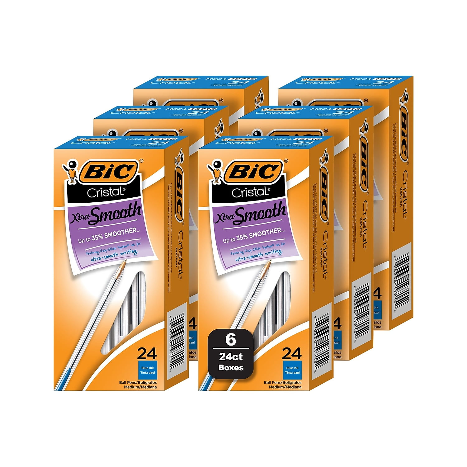 BIC Cristal Xtra Smooth Ballpoint Pen Medium Blue 204/Carton - Walmart.com