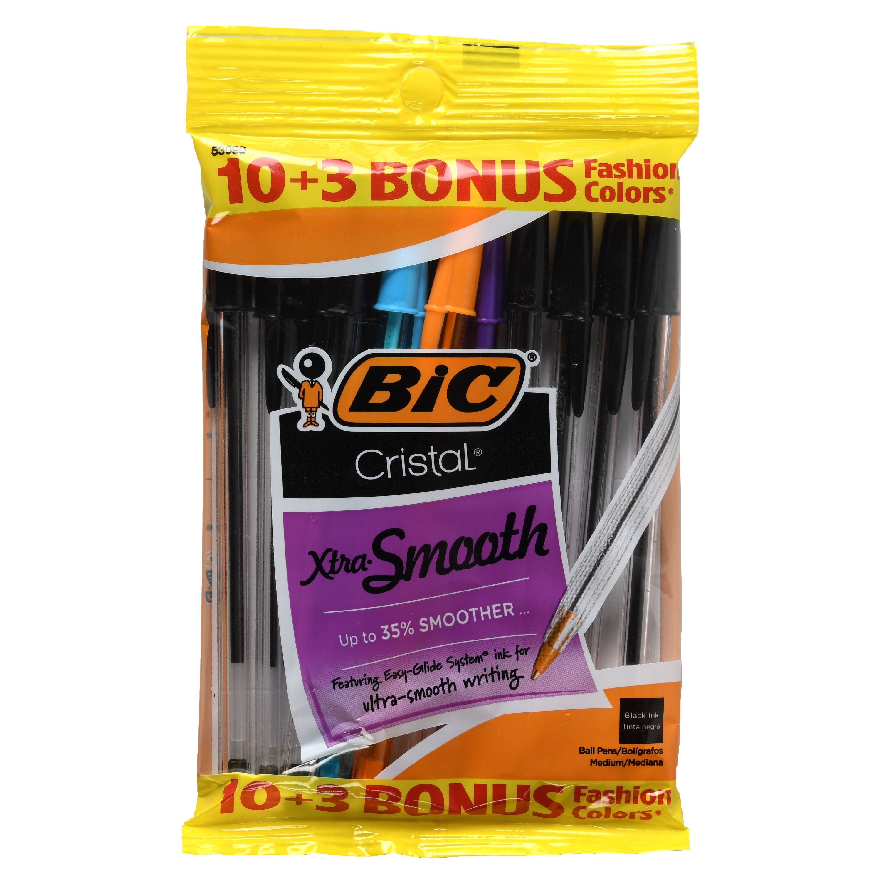 BIC Cristal Xtra Smooth Ballpoint Pens, Fashion Colors, 10 + 3 Bonus ...
