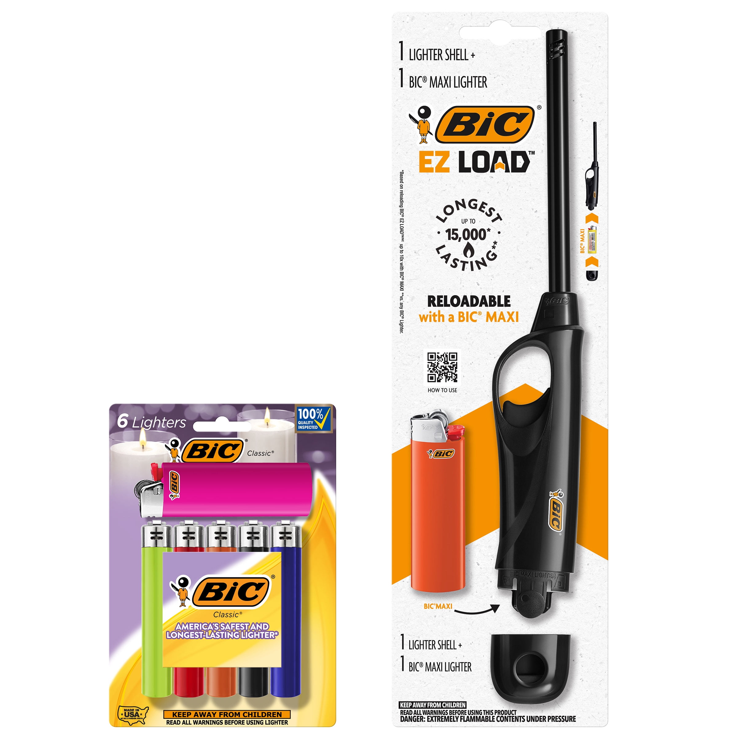 BIC EZ LOAD Lighters, 1 BIC EZ LOAD Lighter Shell ,7 BIC Maxi Pocket ...