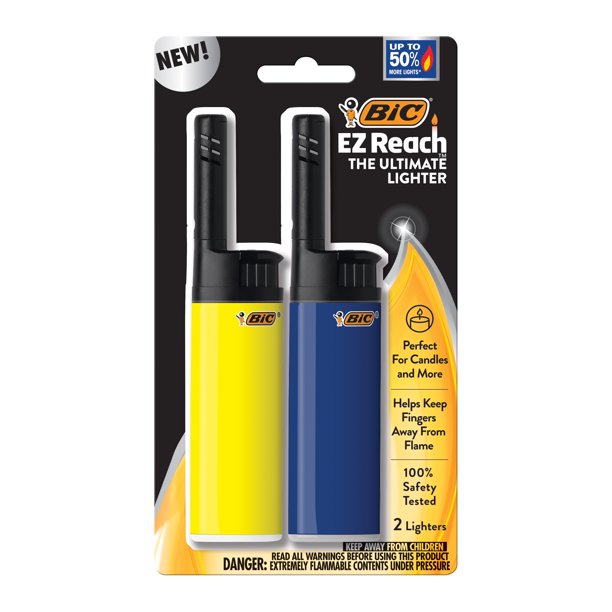 BIC EZ Reach Lighter, Assorted Colors, 2 Count - Walmart.com