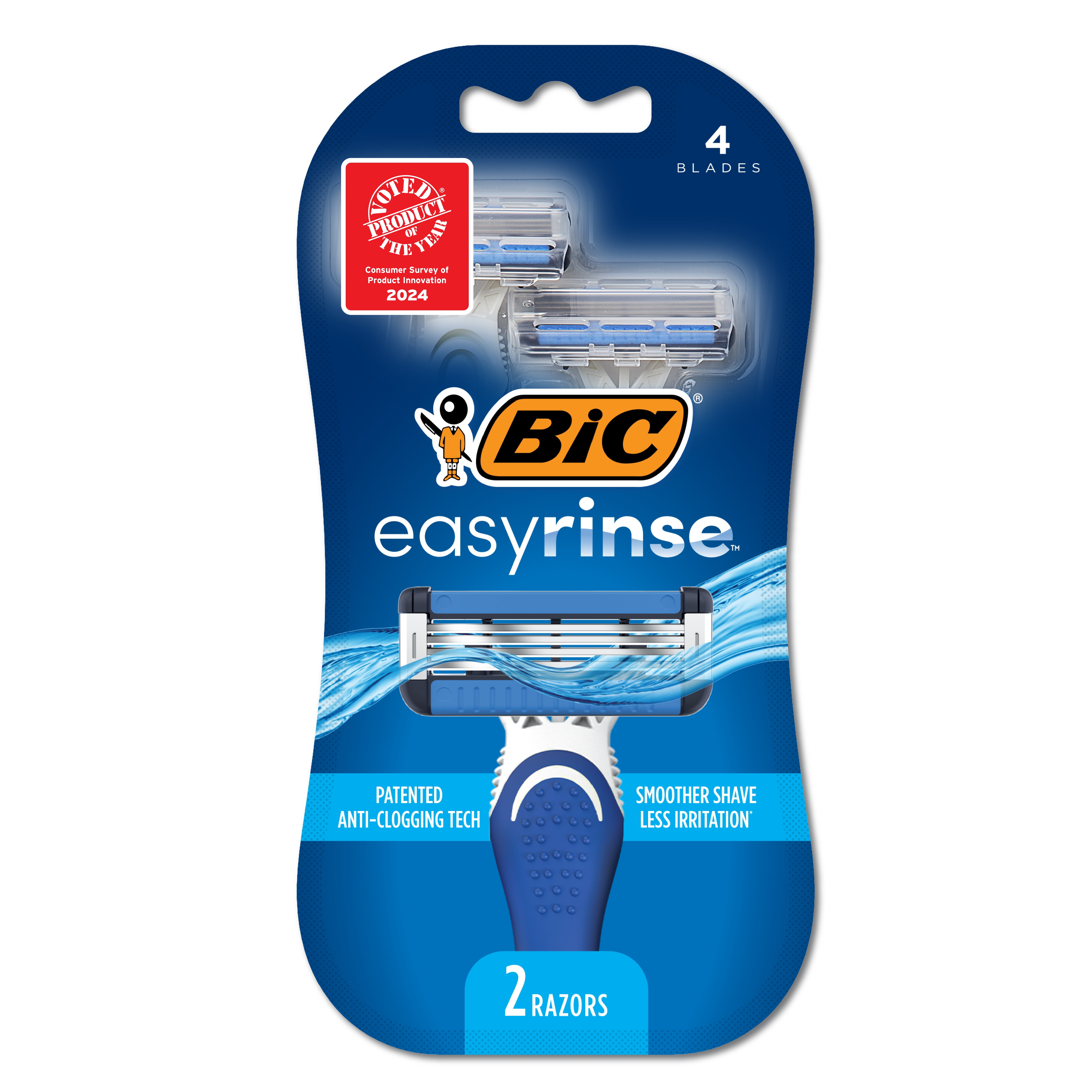 BIC EasyRinse Anti-Clogging Men's Disposable Razors, 4 Blades, 2 Count ...